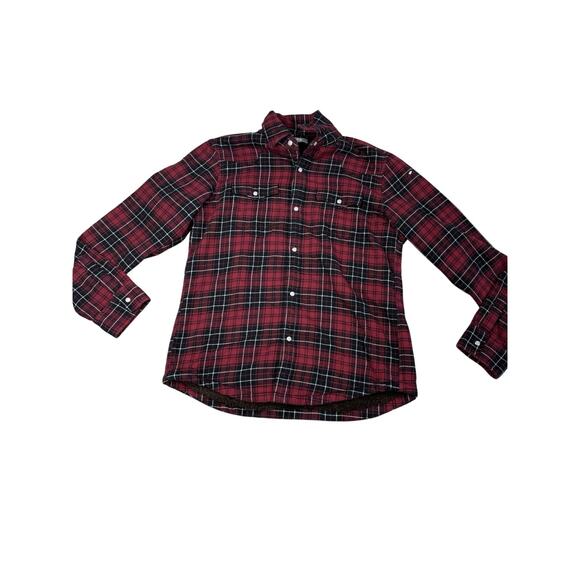 Uniqlo | Tops | Uniqlo Womens Large Buffalo Plaid Sherpa Lined Button ...